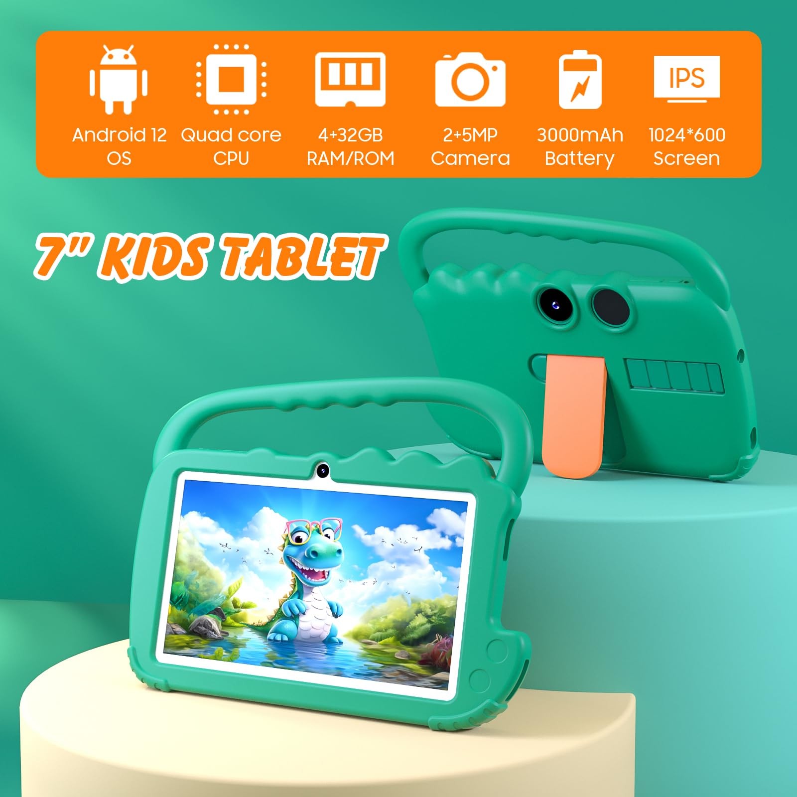 Kids Tablet 7 inch for Boy Girls, Android 12 Tablets for Kids 4GB RAM ...