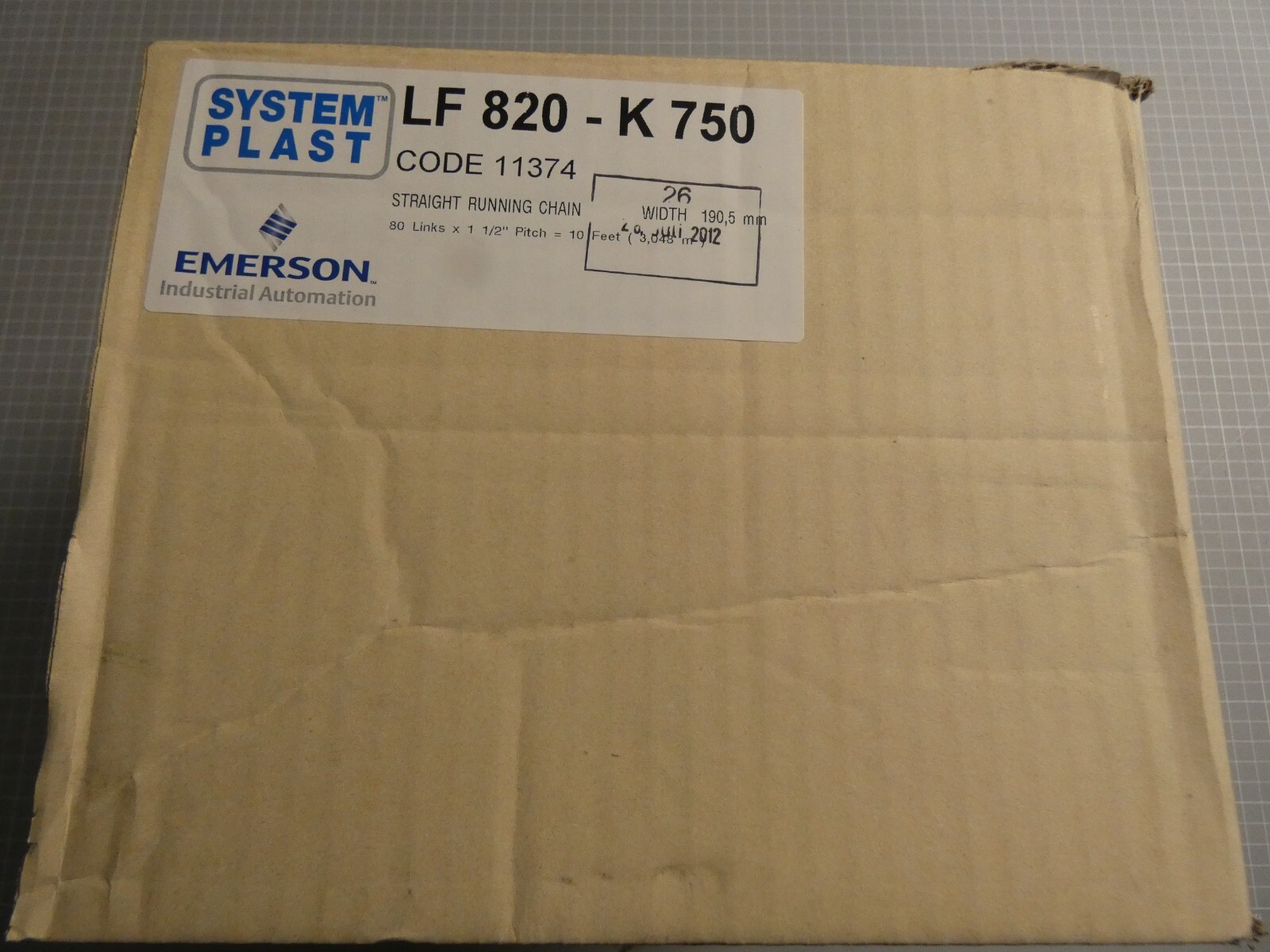 System Plast Straight Running Chain LF 820-K750; Breite 190,5mm; Länge ...