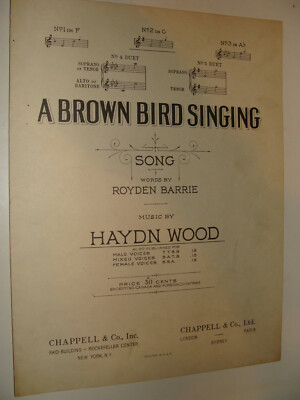 A Brown Bird Singing No.2 in G 1922 Royden Barrie, Haydn Wood | eBay