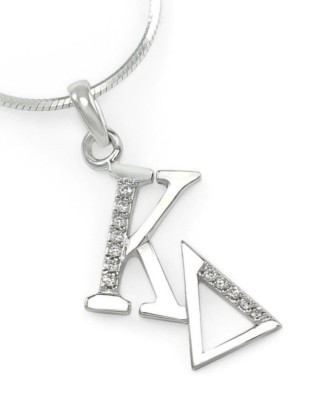 Kappa Delta Sterling Silver Pendant with Simulated Diamonds KD NEW! | eBay