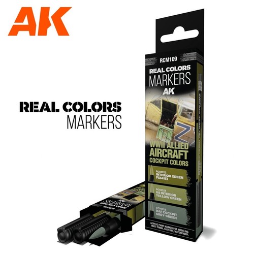 AK Interactive: WWII Allied Aircraft Cockpit - Acrylic Paint Marker Set ...