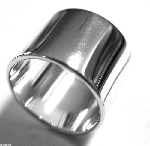Size M Genuine New 9kt 9ct White Gold 375, Full Solid 14mm Extra Wide ...
