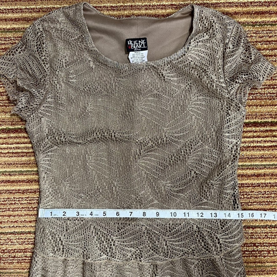 Retro Helen Blake Dress Womens 6P Shiny Gold Lace Overlay Tiered Hi Low ...