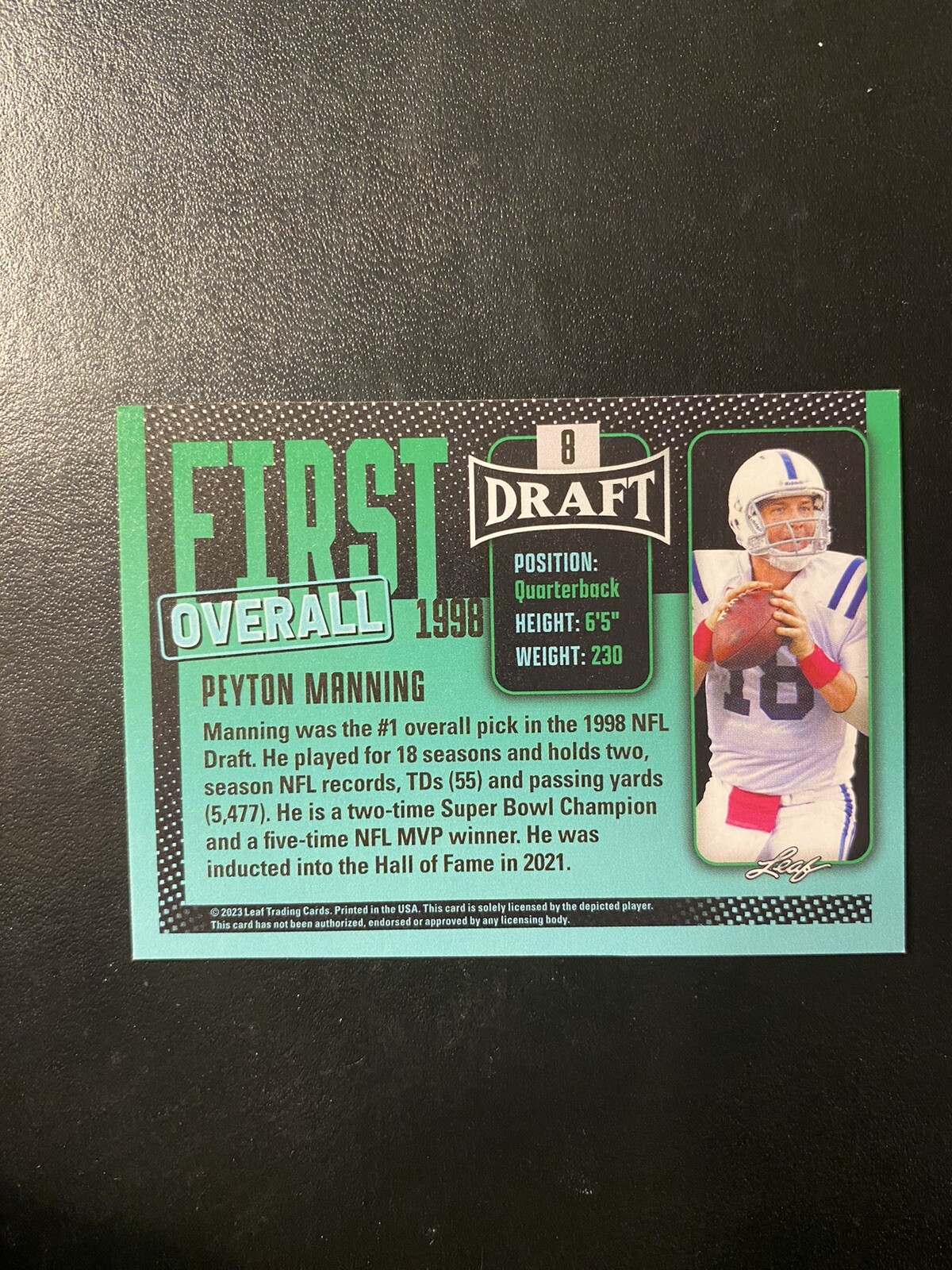 PEYTON MANNING 2023 Leaf Draft FIRST OVERALL GREEN #8 COLTS | eBay