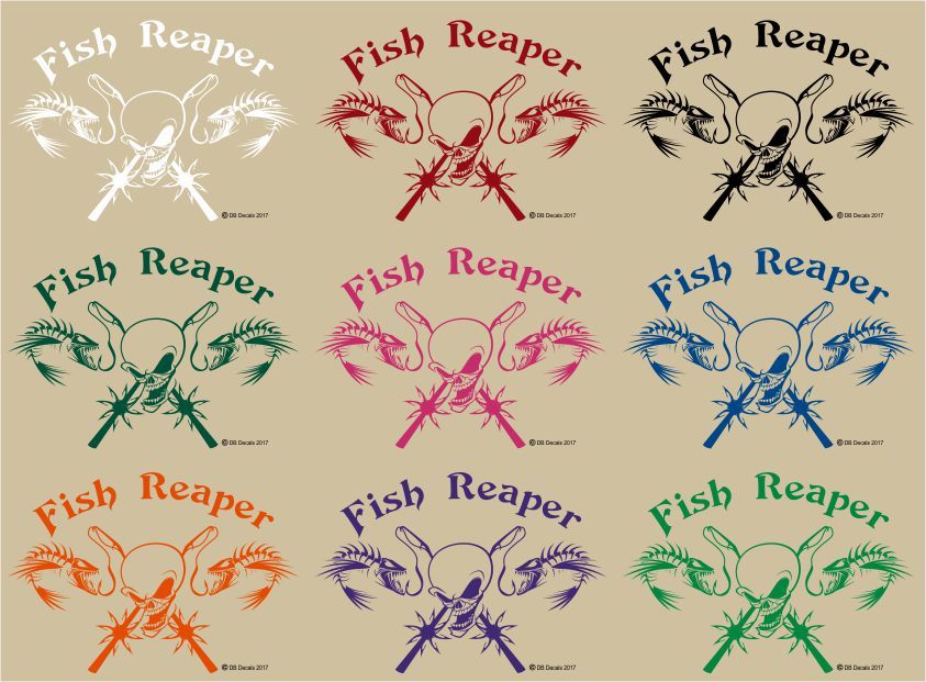 Fishing Skull Skeleton Fish Rod Reel Skull Car Truck Window Vinyl Decal ...