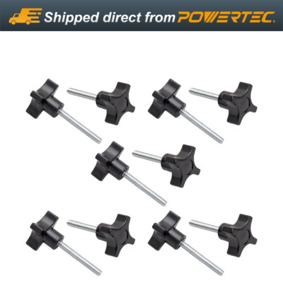 POWERTEC 4-Point Stud Knobs, 1/4"-20 Threaded Thumb Screw Star Knob, 10 ...