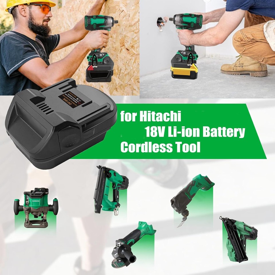 Adapter for Dewalt 18V 20V Li-ion Battery to for Hitachi 18V Drill ...