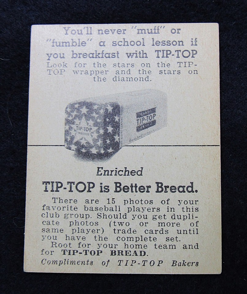 Original 1947 Dave Koslo New York Giants Tip Top Bread Baseball Card | eBay