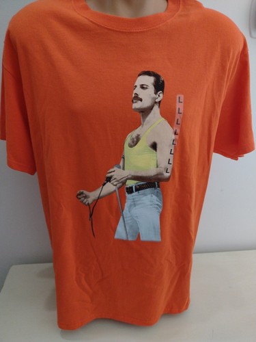 Freddie Mercury Queen T Shirt Tee Sz Large Vocalist Orange Official Merchandise | eBay