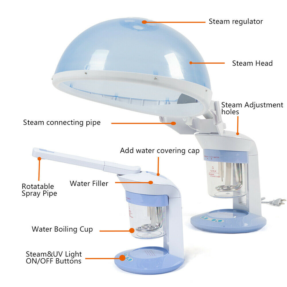2 in 1 Personal Women Hair & Facial Steamer Professional Hair Hot ...