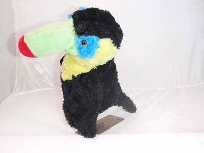 Kellytoy Toucan Bird 9" Plush Hand Puppet Black Yellow Green move wings ...