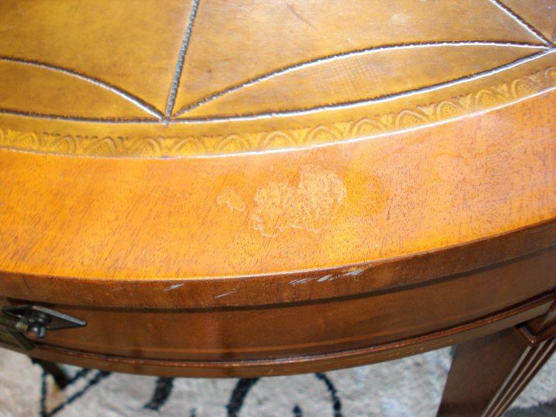 Antique WEIMAN Tables Quality Wooden/Leather Drum Table 1 Drawer ...