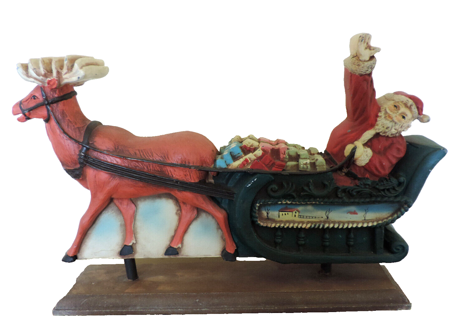 Large vintage resin Santa & sleigh, Xmas display 40 cm long | eBay
