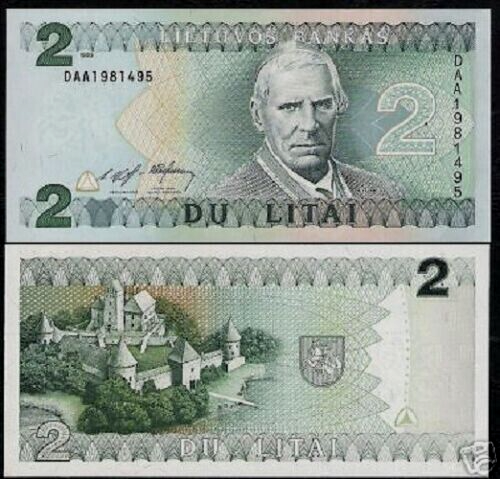 Lithuania 2 LITU P-54 1994 Pre Euro UNC Lithuanian World Currency Ex ...
