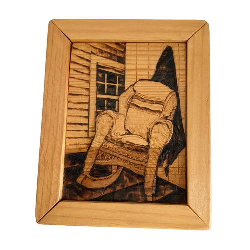 Vintage Wood Burning Art Pyrography Susan M Edgerton 1998 Rocking Chair ...