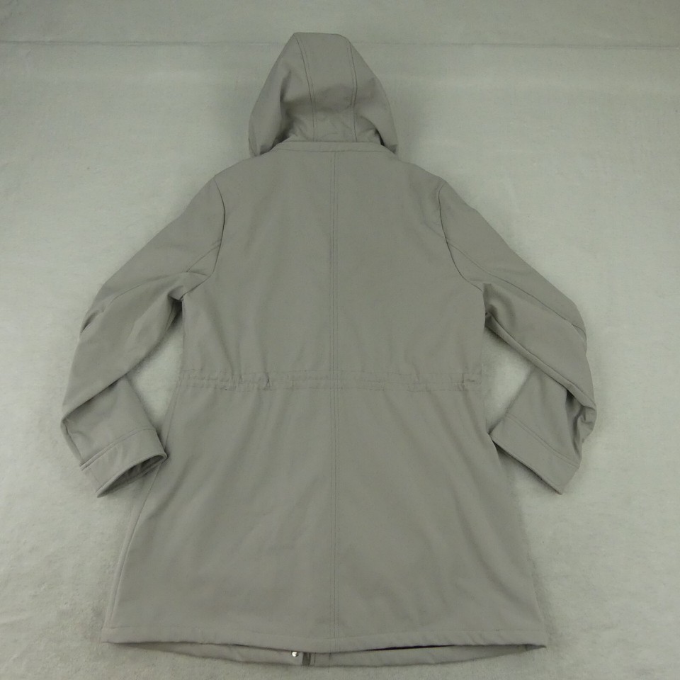 Nine West Jacket Womens Large Light Gray Hooded Anorak Softshell Water ...