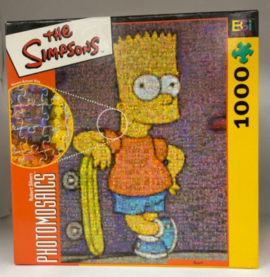 The Simpsons ~ 1000 Piece Photomosaics Puzzle ~ Bart ~ Unopened ~ See ...