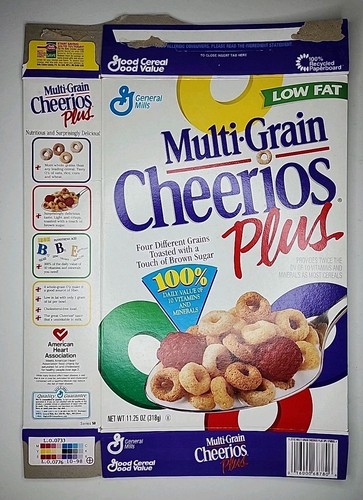 General Mills Multi Grain Cheerios Plus Cereal Box 1998 | eBay