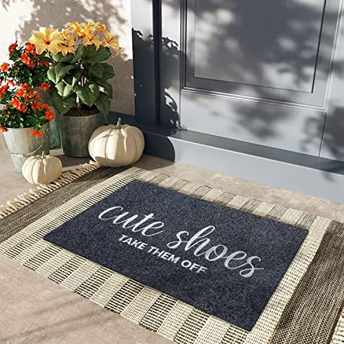 Door Mat Welcome Cute Shoes Off Mat Indoor Doormat for Entryway Non ...