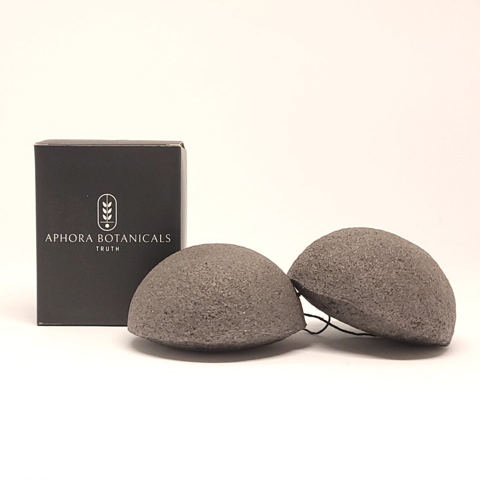 APHORA BOTANICALS Natural Konjac Facial Sponges with Charcoal 2 Pack ...