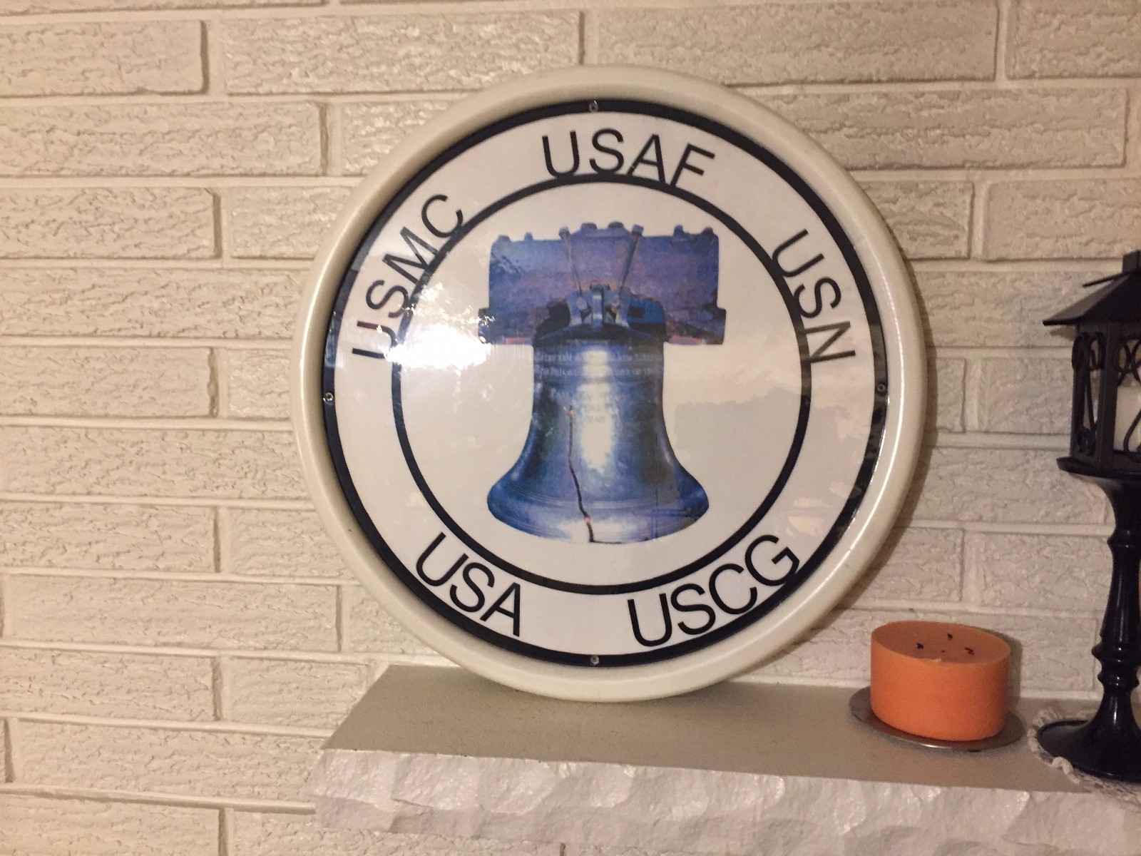 Antique Liberty Bell Patriotic U.S.A Military Services Sign USMC USAF ...