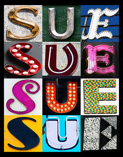 SUE Name Poster featuring photos of actual sign letters | eBay