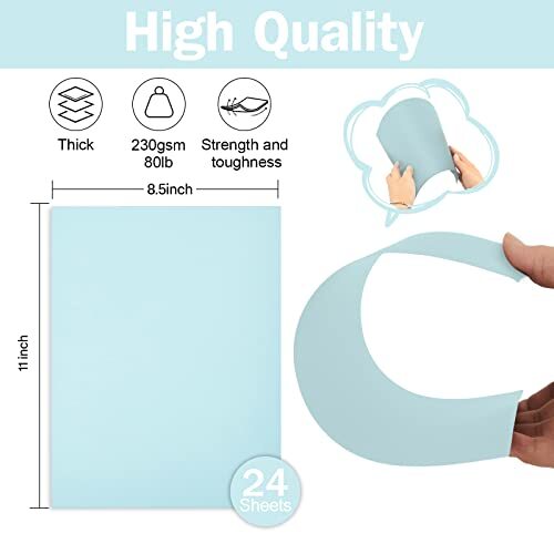 24 Sheets Light Blue Cardstock 8.5 x 11 Pastel Paper 80lb Card Stock ...