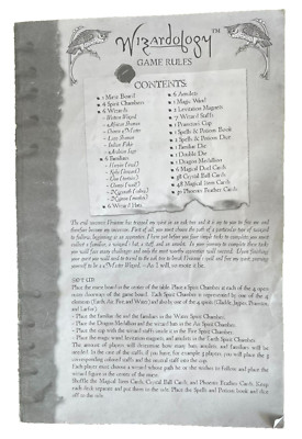 Wizardology Board Game Card Game: Replacement Part: Instructions | eBay