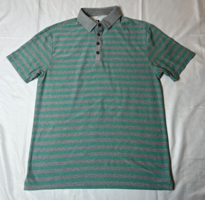 Anderson Ord S/S Polo Golf Shirt Gray, Green Striped Stretch Men's ...