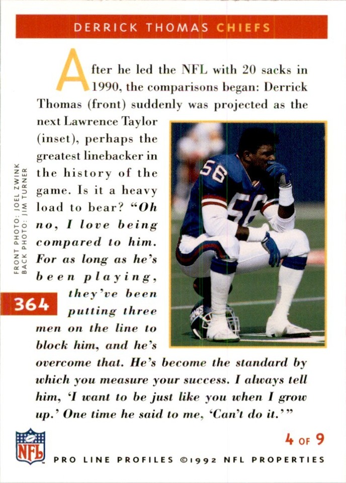 1992 Pro Line Derrick Thomas Football Cards #364 | eBay