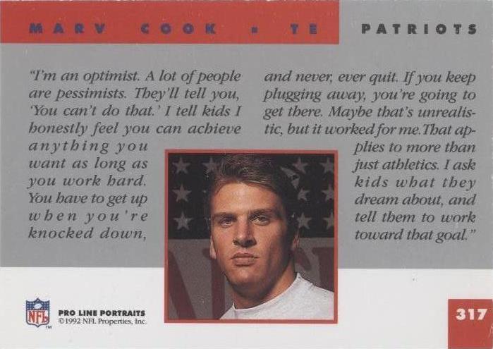 Las mejores ofertas en 1992 Pro Line Portraits Marv Cook #317 | eBay