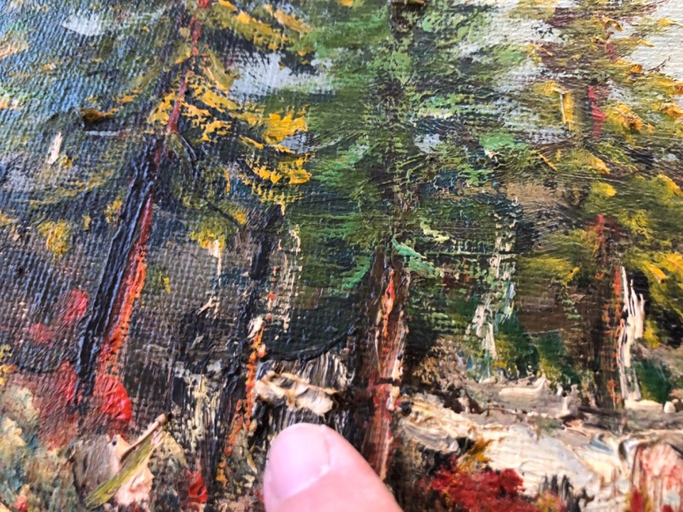 Vintage Impasto Oil Painting Forest Mountain Stream 1976 Signed Rustic ...