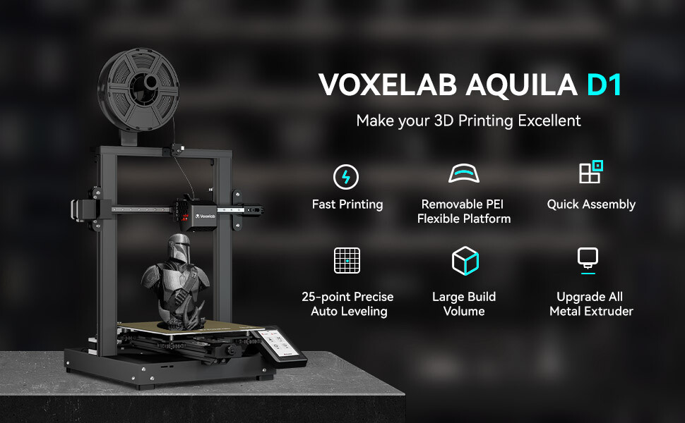 Voxelab Aquila D1 3D Printer with Removable Magnetic Platform, Resume Printing