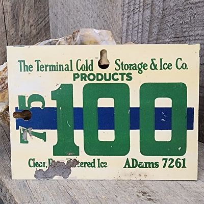 Vintage Terminal Cold Storage & Ice Co. Double Sided Window Ice ...