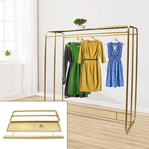 Nordic Minimalist Gold Double Rod Clothing Display Rack With Anti-slip ...
