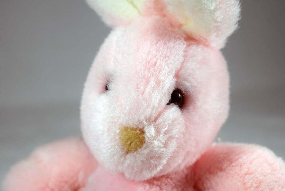 Vintage Gund Pudgy Pink Baby Bunny Stuffed Animal Plush Lovey 1985 8.5 ...