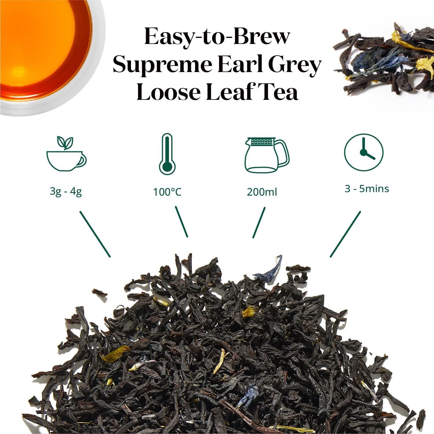 Supreme Earl Grey Tea Loose Leaf - Natural Blend of Sri Lankan Black ...