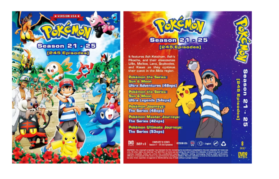 Pokemon Series Boxset Complete Season 1-25+ 26 Movies DVD English ...