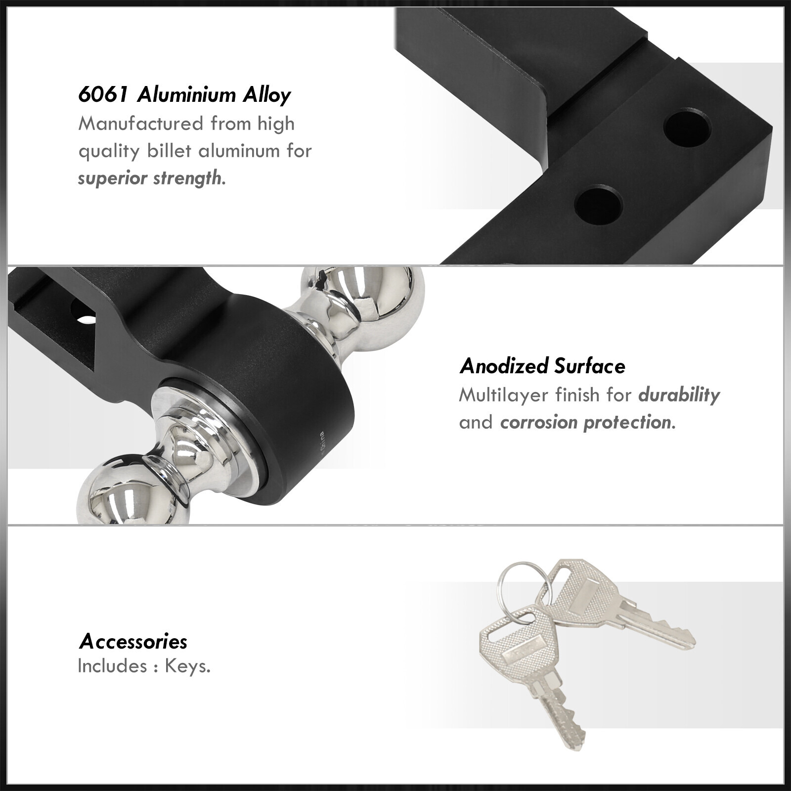 Universal 2" Hitch 6" Drop Trailer Towing Reciever Heavy Duty Dual Ball ...