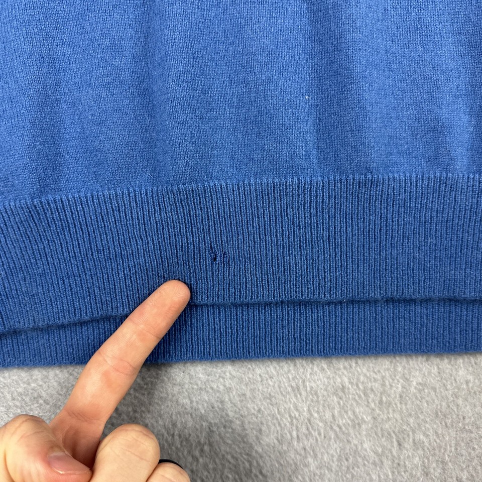 Club Room Sweater Mens L Blue Estate Cashmere V Neck Pullover Soft NWT ...