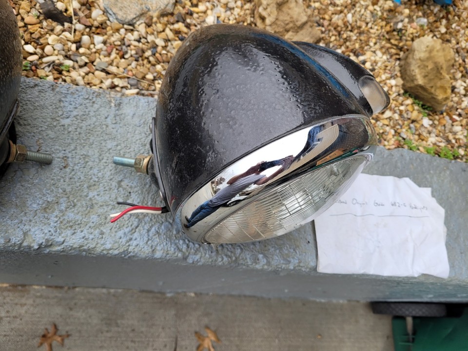 RESTORED VINTAGE GUIDE 682-C HEADLIGHTS OEM HOT ROD W/ MARKER LIGHT ON ...
