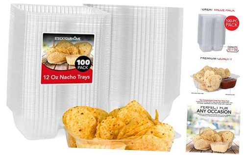 12oz Plastic Nacho Trays (100 Pack) Small Disposable Tray for Nachos ...