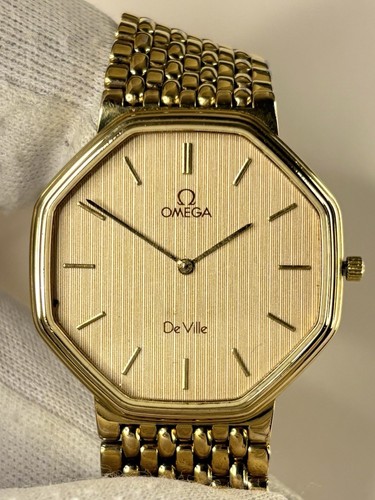 OMEGA De Ville Vintage 1980’s Men’s Swiss Quartz Gold Octagon Dress ...