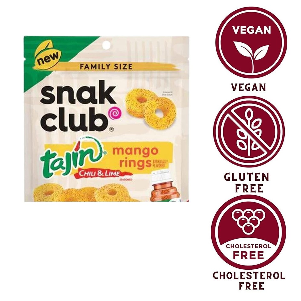 Snak Club MANGO Rings Gummy Candy Tajin Chili & Lime Seasoned 5 Oz Bags ...