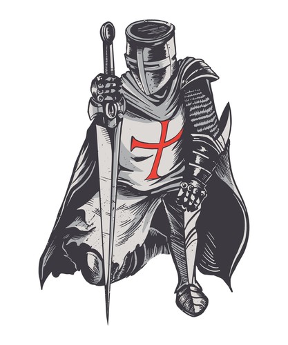 Knight Sticker Crusade Templar King Arthur Red Cross Kneeling Sword (4 ...