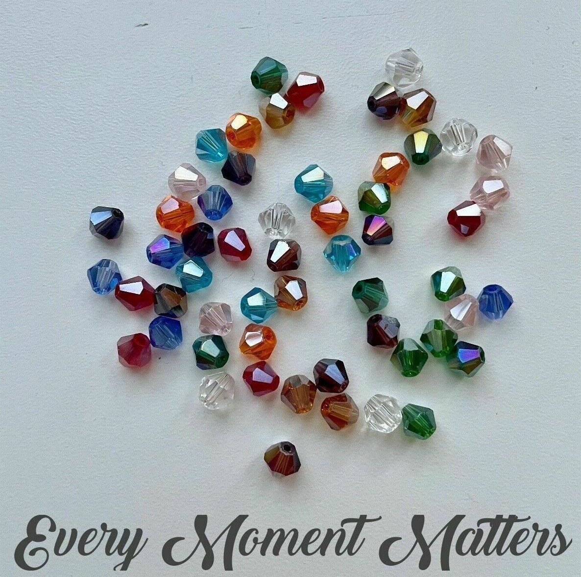 CRYSTAL GLASS BICONE BICONES BEADS MIXED COLOURS Choose Style & Size 3 ...
