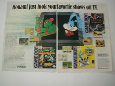 1994 TMNT, Tiny Toons,Bart Simpson Unplugged 2 side Game Boy VINTAGE ...