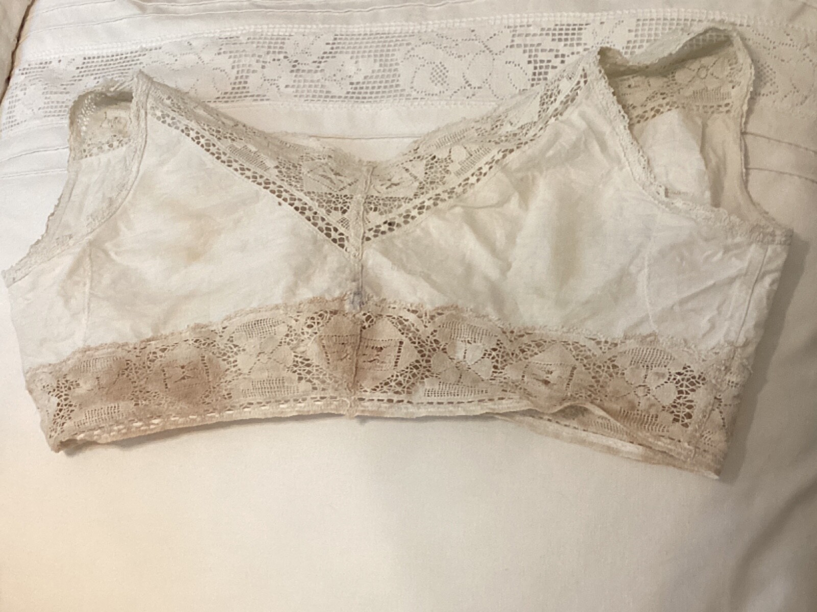 ANTIQUE Bra Brassiere LACE and Linen Edwardian Victor… - Gem