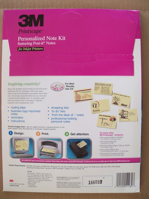 3M Printscape Personalized Note Kit Inkjet Post It Notes 60 for sale ...