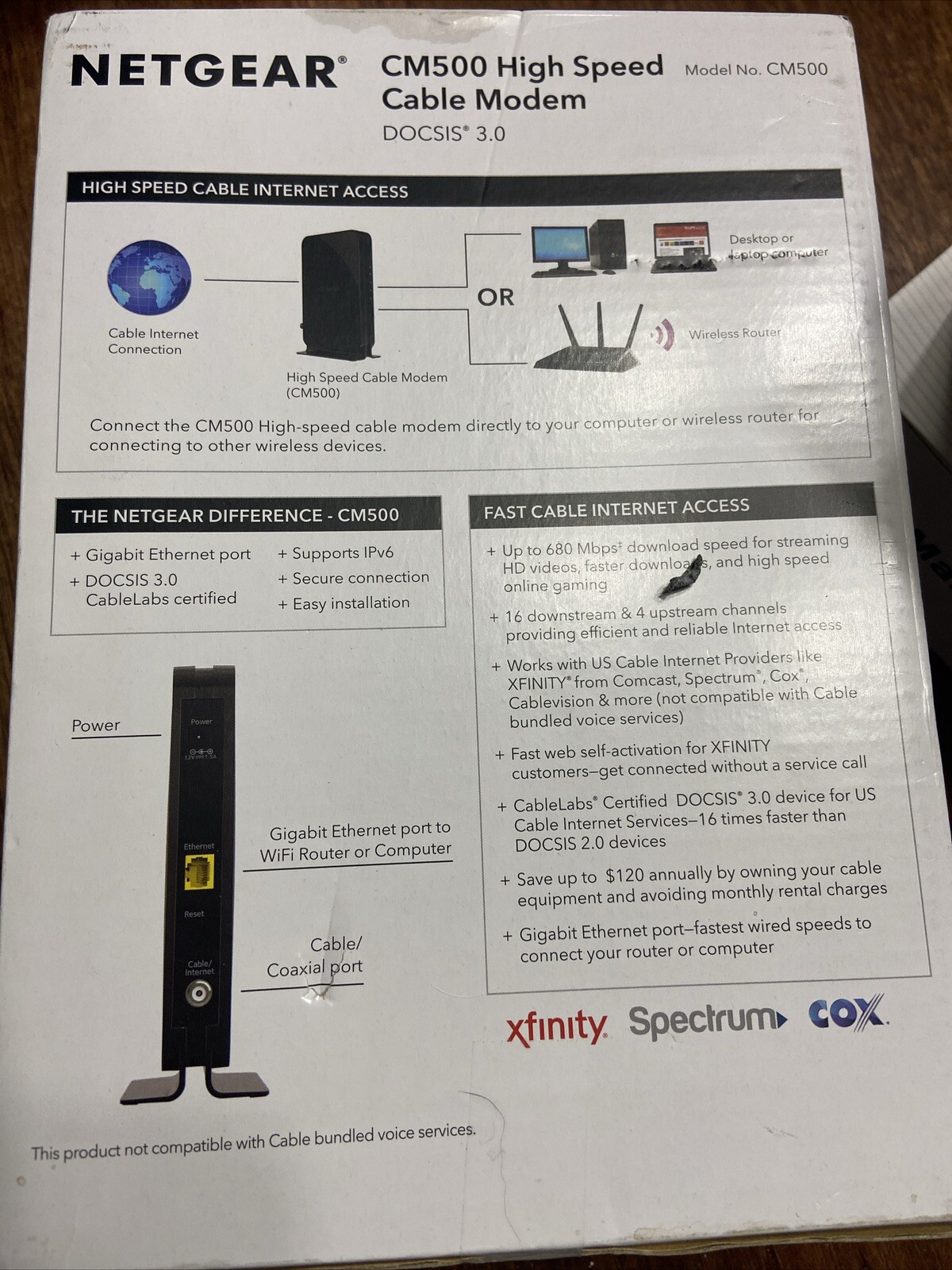 NETGEAR CM500V Cable Modem for Internet & Voice 714752415349 | eBay